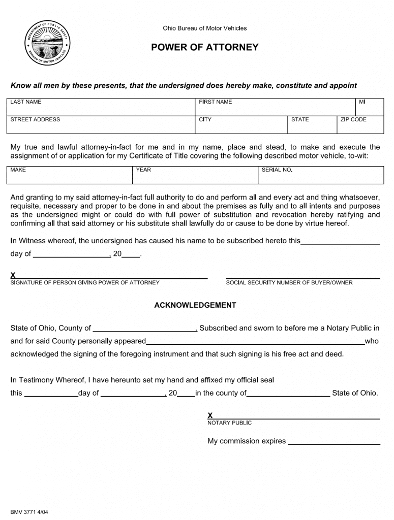 Free Ohio Power of Attorney Forms